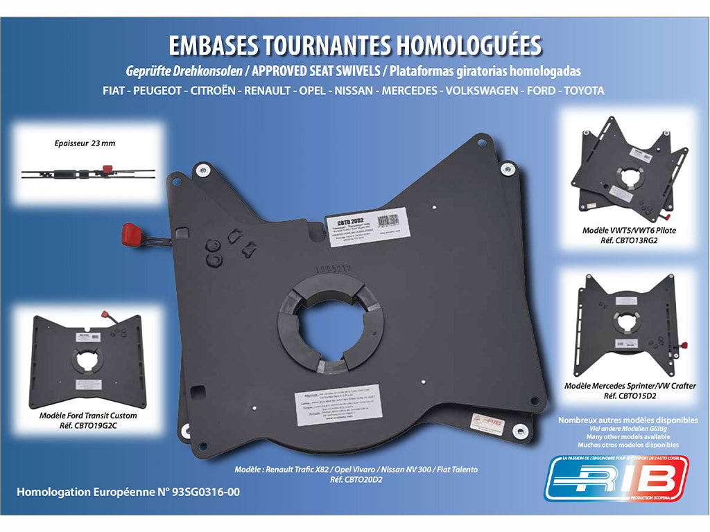 Scopema Ford Transit Seat Swivel | Low-Profile 23mm | 2013+ Models